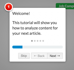 New user tutorial screens – Article Insights