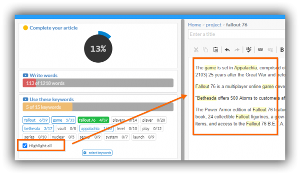 Article Word Highlighting – Article Insights