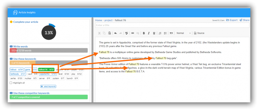 Article Word Highlighting – Article Insights